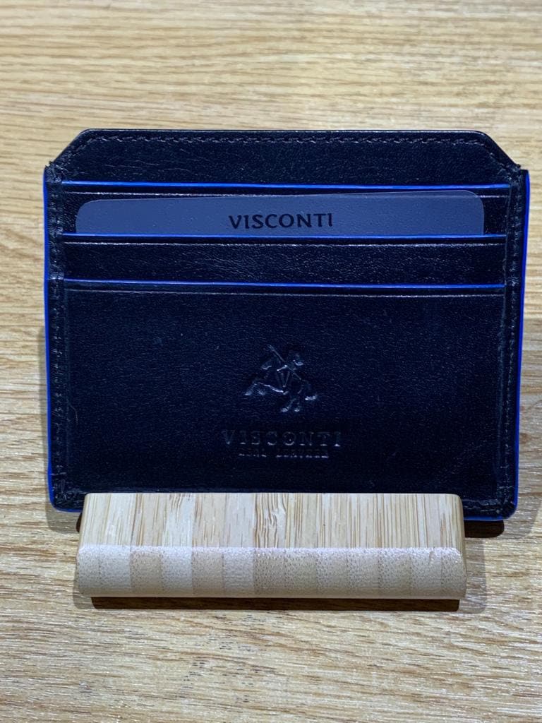 Visconti Credit Card Holder in Italian Black. RFID SECURE. Slim Leather ...