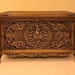 Walnut Wood Trunk Coffee Table, Hand Carved Turkish Traditional Storage ...