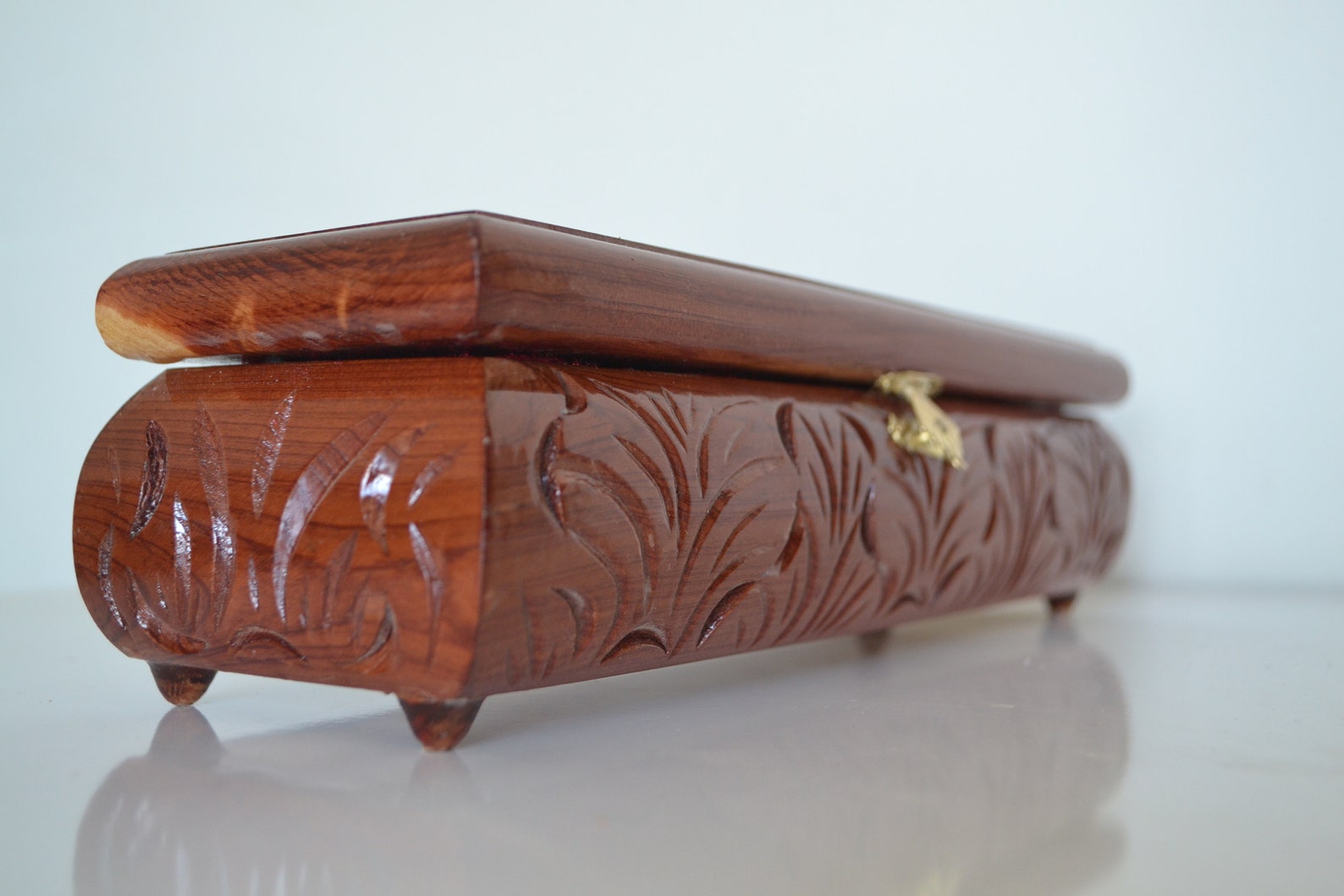 Hand Carved Wooden Pencil Box Walnut Wood Luxury - Etsy