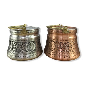 Turkish Copper Yogurt Pot Bucket With Lid and Brass Handle, Antique ...