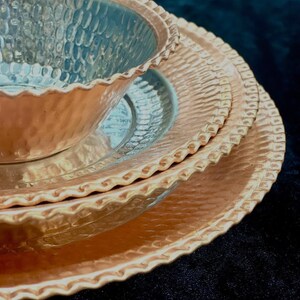 Copper 24 Piece Dinnerware, Hammered Copper Dinner Serving Plates - Etsy