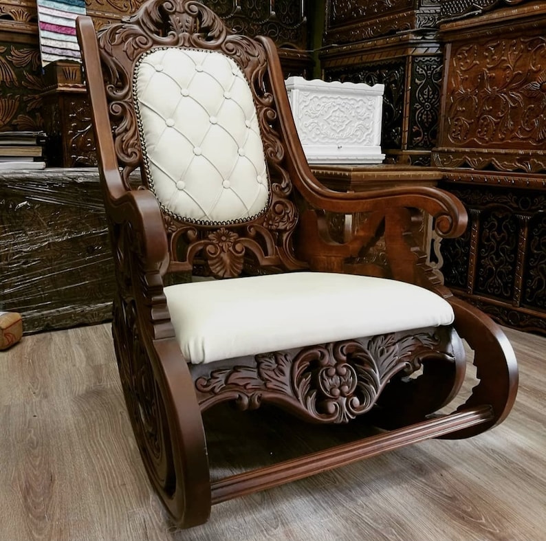 Wooden Rocking Chair Mid Century Modern Lounge Chair Hand - Etsy