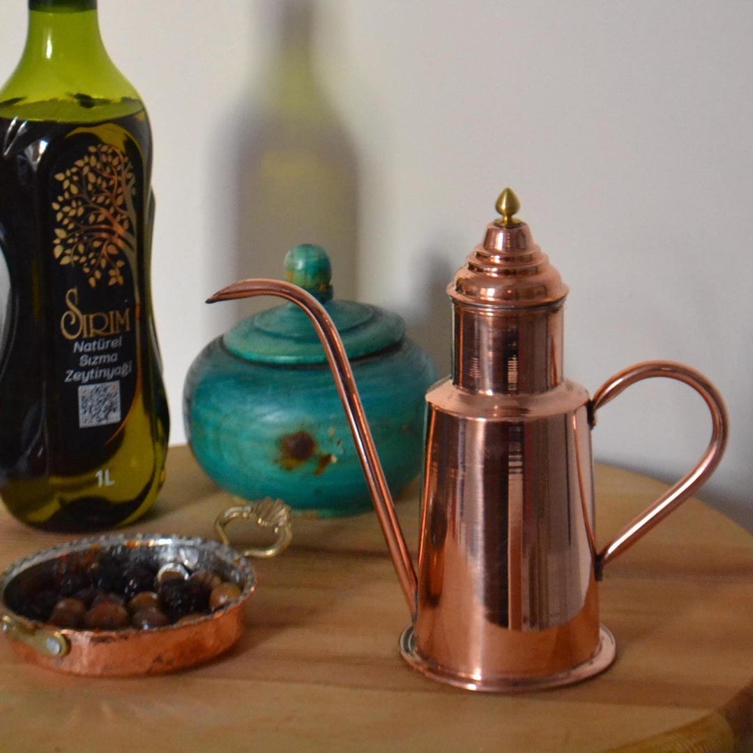 Copper Oil Bottle, Copper Olive Oil Cruet & Dispenser, Container for ...