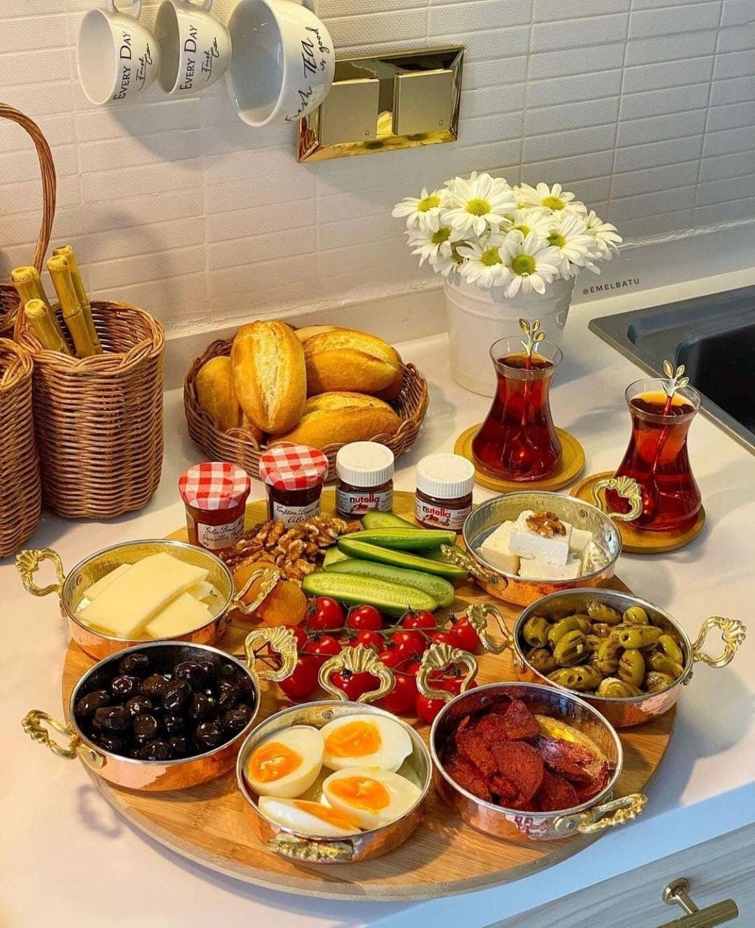 Copper Breakfast Serving Platters, Turkish Pure Copper Serving ...