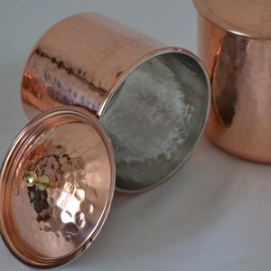 Hammered Copper Spice Jars Set of 4, Copper Kitchen Storage Canisters ...