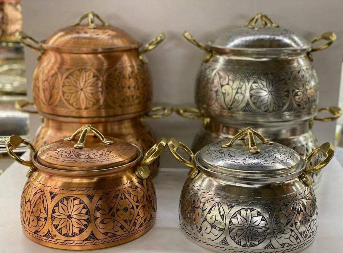 Hand Engraved Copper Cooking Pot With Lid Traditional Turkish - Etsy