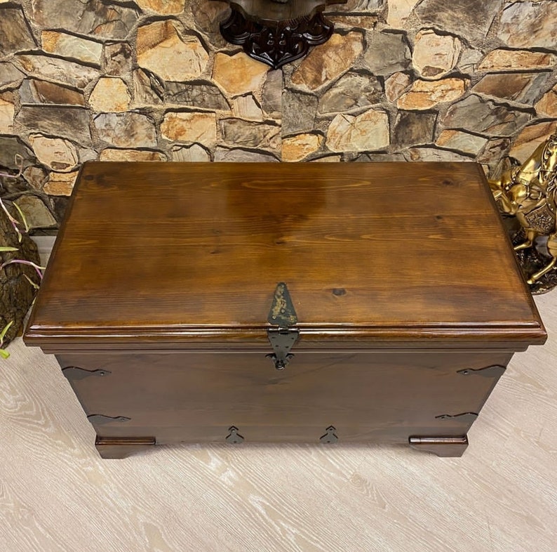 Walnut Wood Chest With Cast Iron Handles Trunk Coffee Table - Etsy