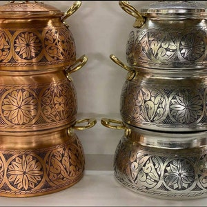 Hand Engraved Copper Cooking Pot With Lid, Traditional Turkish Copper ...