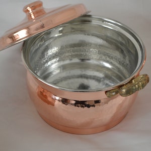 Turkish Copper Pot With Brass Handles, Solid Copper Casserole Pots ...
