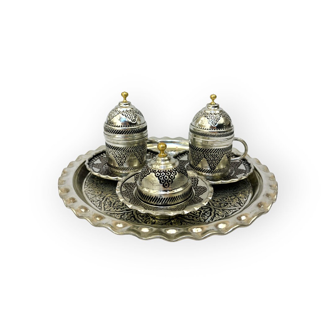 Turkish Coffee Serving Set for 2 With Serving Tray, Porcelain Espresso ...