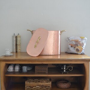 Copper Bread Box Personalized, Hammered Copper Bread Bin With Lid and ...