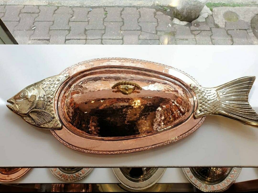 Copper Fish Serving Plate With Lid, Dinner Fish Serving, Pure Copper ...