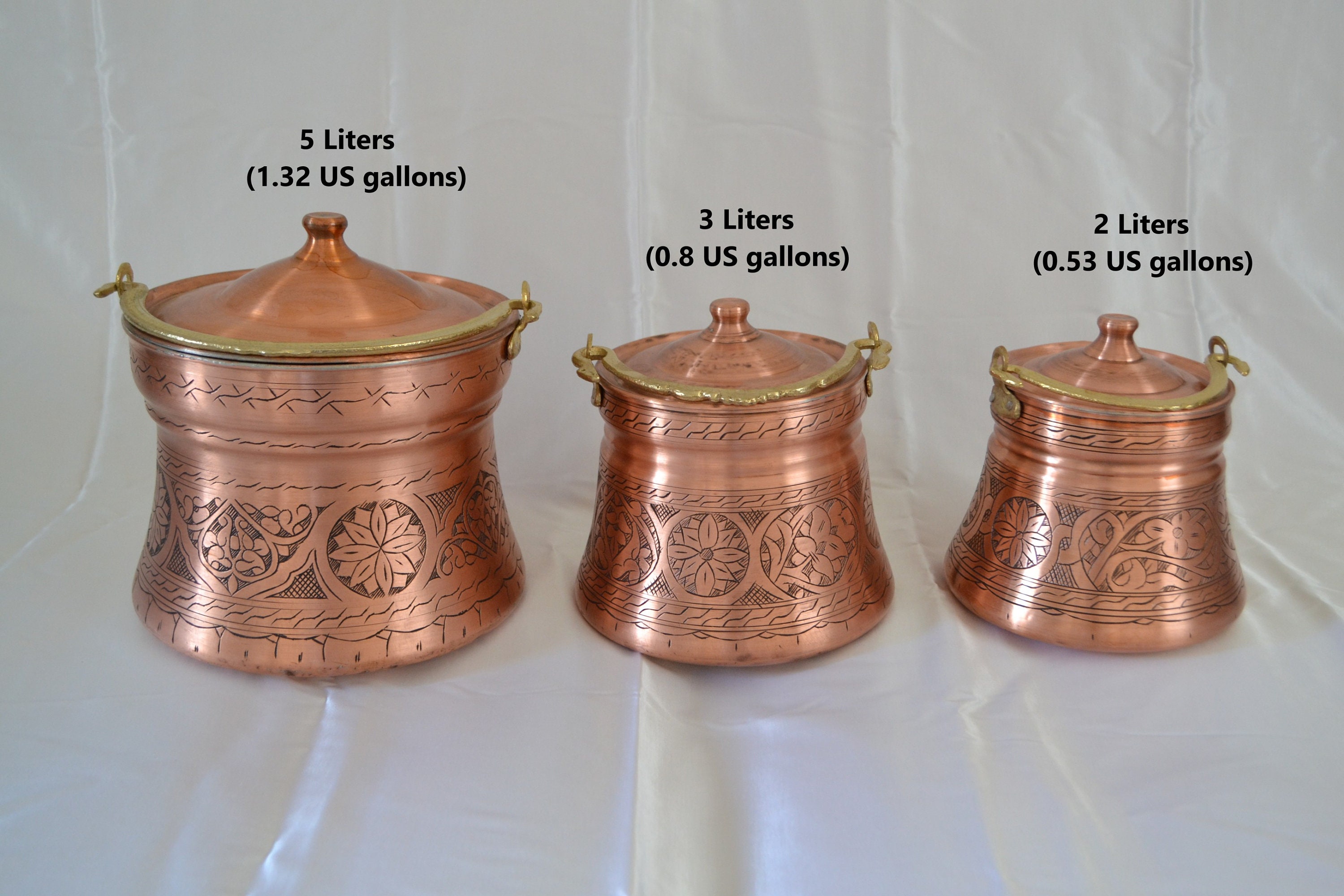 Turkish Copper Yogurt Pot Bucket With Lid and Brass Handle, Antique ...