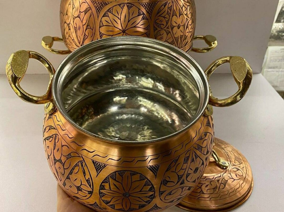 Hand Engraved Copper Cooking Pot With Lid Traditional Turkish - Etsy