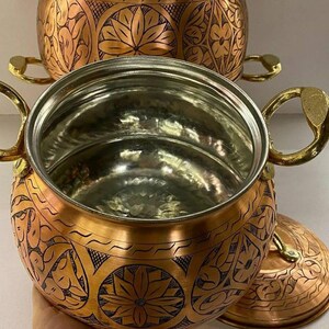 Hand Engraved Copper Cooking Pot With Lid, Traditional Turkish Copper ...