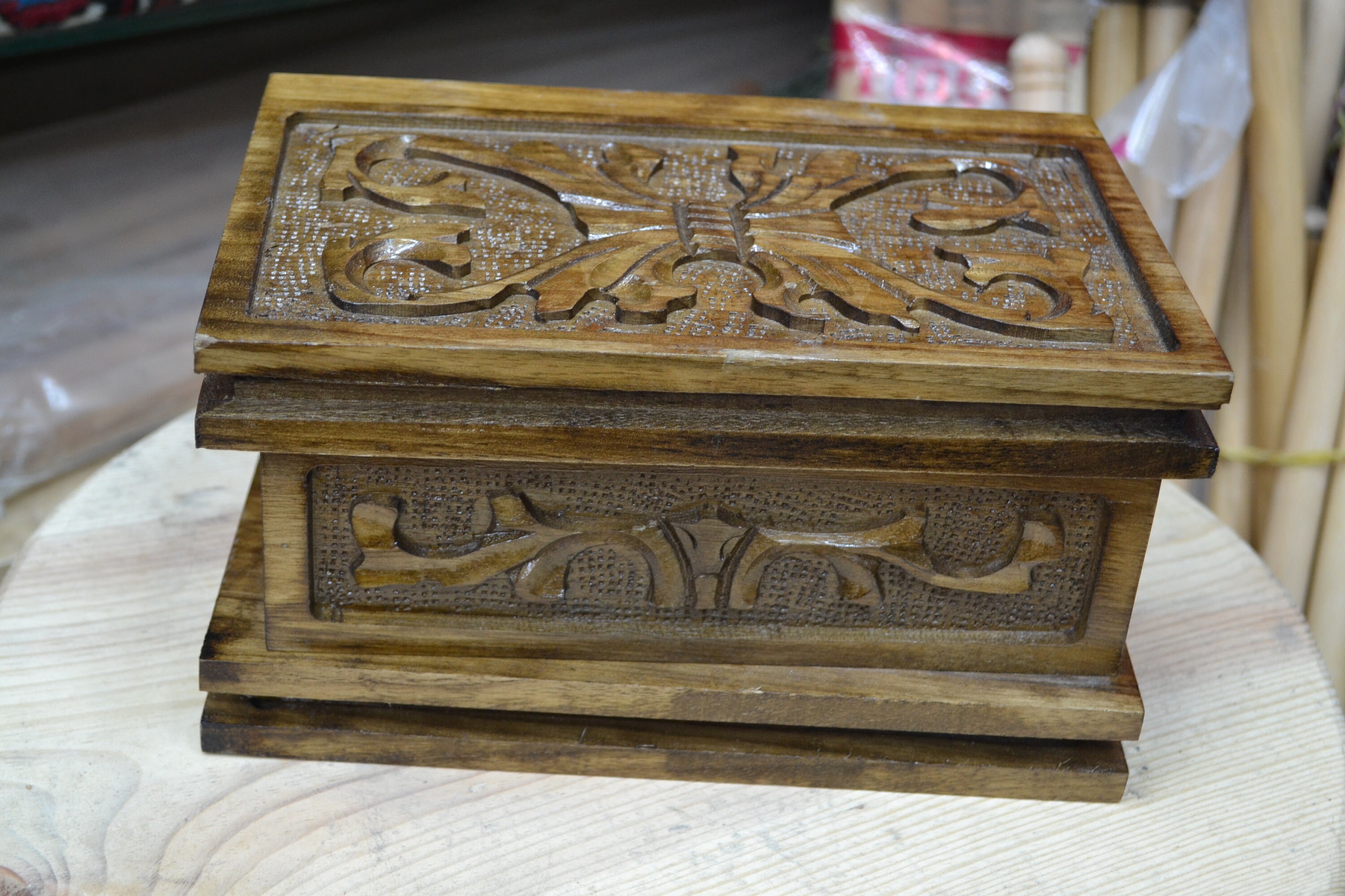 Hand Carved Wooden Secret Lock Box Secret Chest Puzzle Box | Etsy