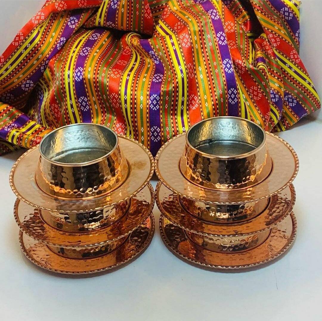 Hammered Copper Snack Bowls With Service Plate, Turkish Traditional ...