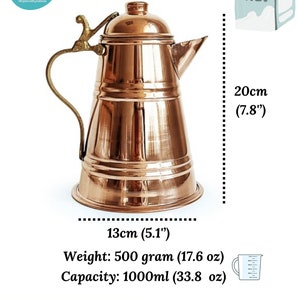 Copper French Milk Jug, Copper Milk Creamer Pitcher, Oil Pot, Kitchen ...