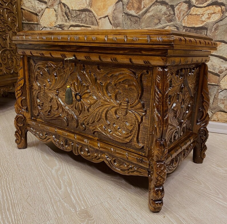 Walnut Wood Trunk Coffee Table Ottoman Hope Chest Table - Etsy