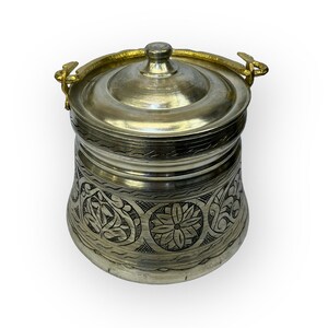 Turkish Copper Yogurt Pot Bucket With Lid and Brass Handle, Antique ...