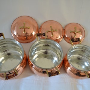Turkish Copper Casserole Pots With Lid, Hammered Copper Cooking Pot ...