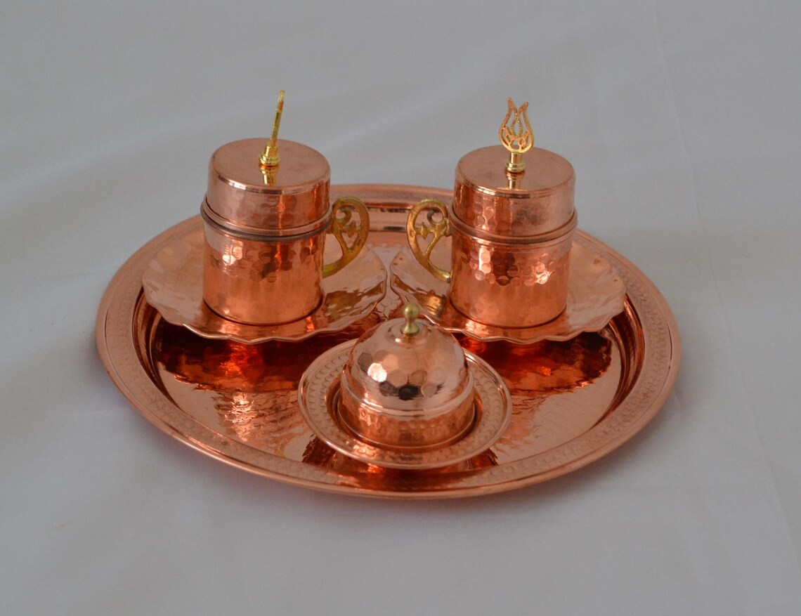 Turksih Copper Coffee Set for 2, Traditional Coffee Maker Set With ...