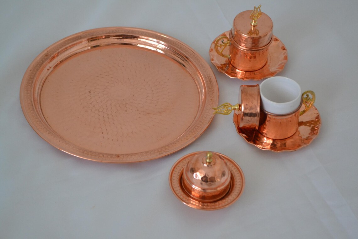 Turksih Copper Coffee Set for 2, Traditional Coffee Maker Set With ...