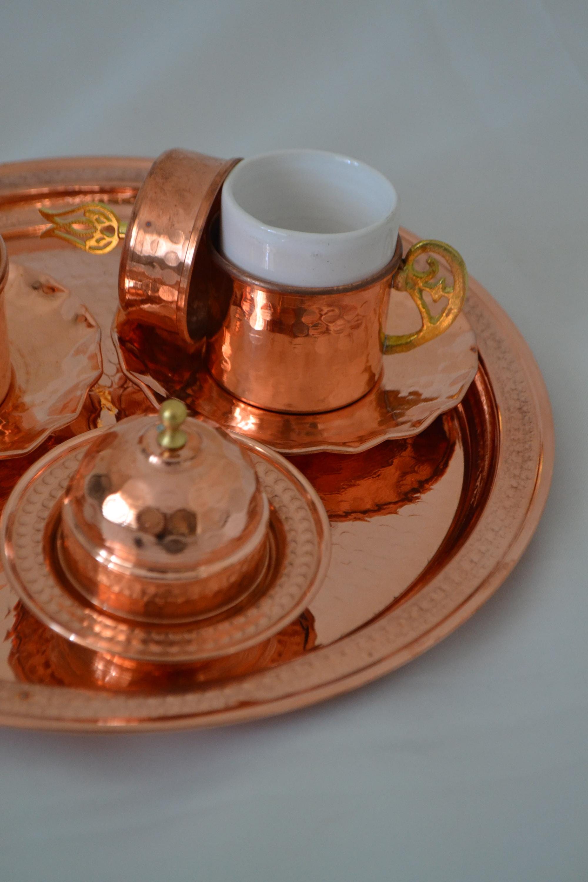 Turksih Copper Coffee Set for 2, Traditional Coffee Maker Set With ...