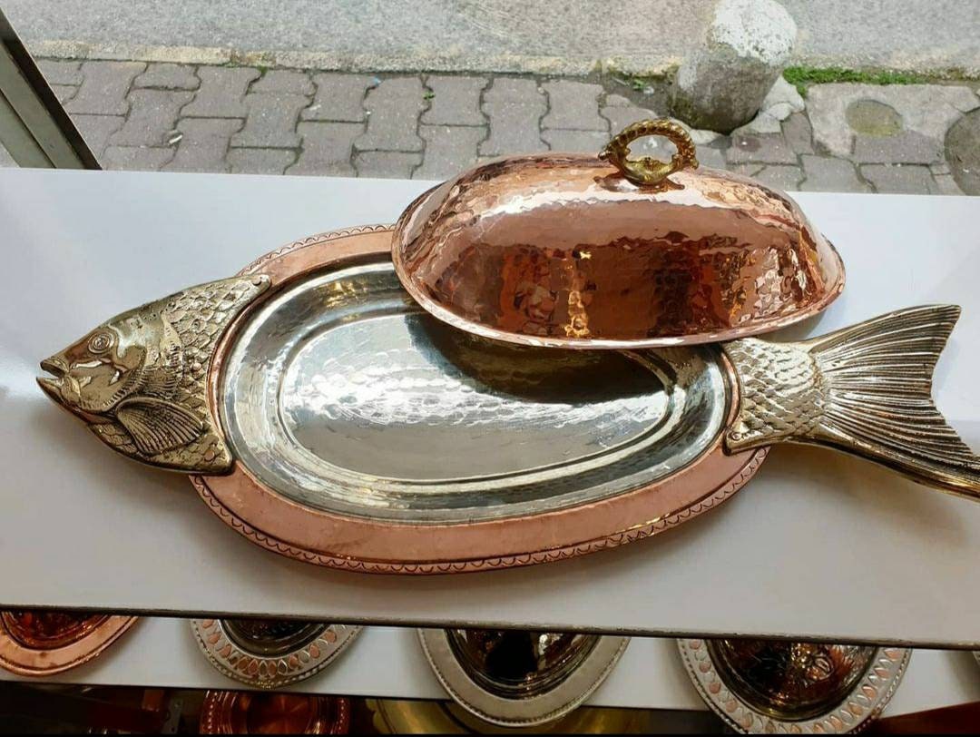 Copper Fish Serving Plate With Lid Dinner Fish Serving Pure - Etsy