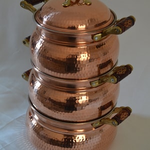 Turkish Copper Casserole Pots With Lid, Hammered Copper Cooking Pot ...