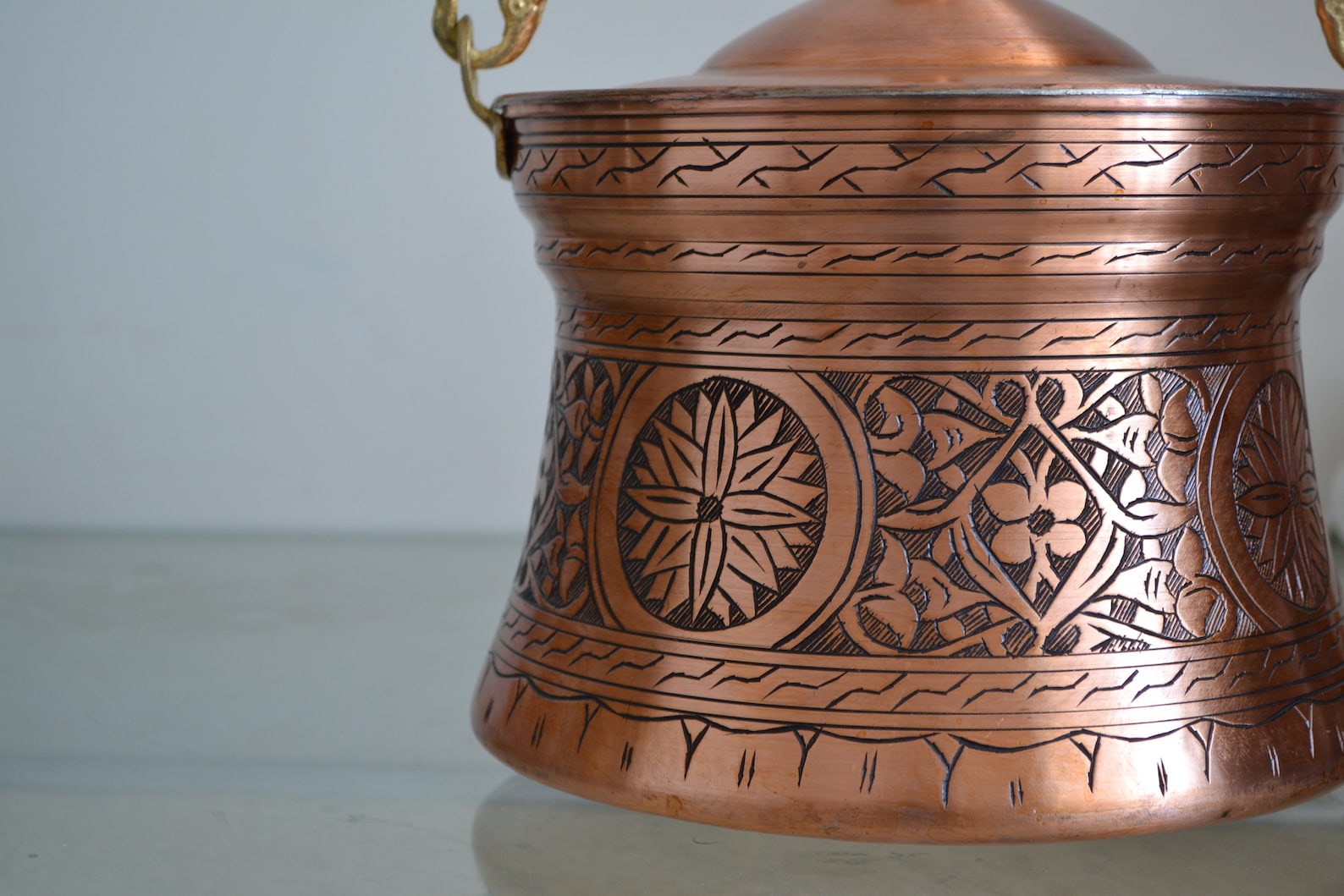 Turkish Copper Yogurt Pot Bucket With Lid and Brass Handle, Antique ...