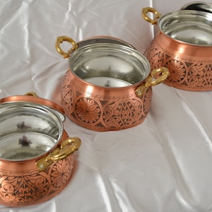 Hand Engraved Copper Cooking Pot With Lid, Traditional Turkish Copper ...