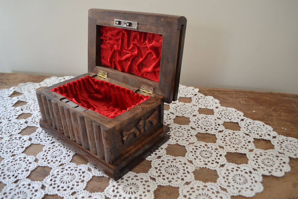 Hand Carved Wooden Secret Lock Box Secret Chest Puzzle Box - Etsy