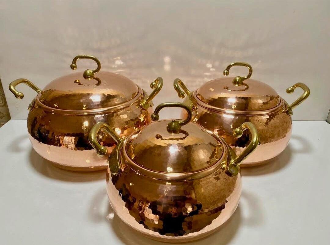 Oval Copper Pot With Brass Handle, Copper Pot Set, Copper Cookware - Etsy