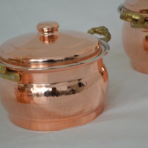 Turkish Copper Pot With Brass Handles, Solid Copper Casserole Pots ...
