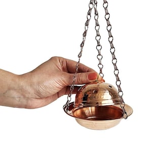 Copper Incense Holder With Chain, Copper Censer Incense Burner Thurible ...