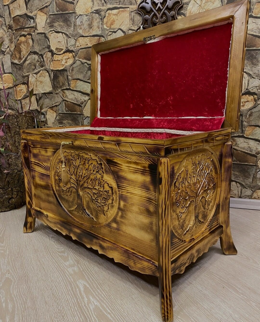 Tree of Life Hope Chest Tree Patterned Walnut Wood Storage - Etsy