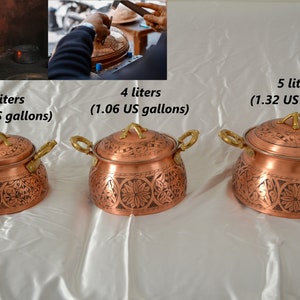 Hand Engraved Copper Cooking Pot With Lid, Traditional Turkish Copper ...