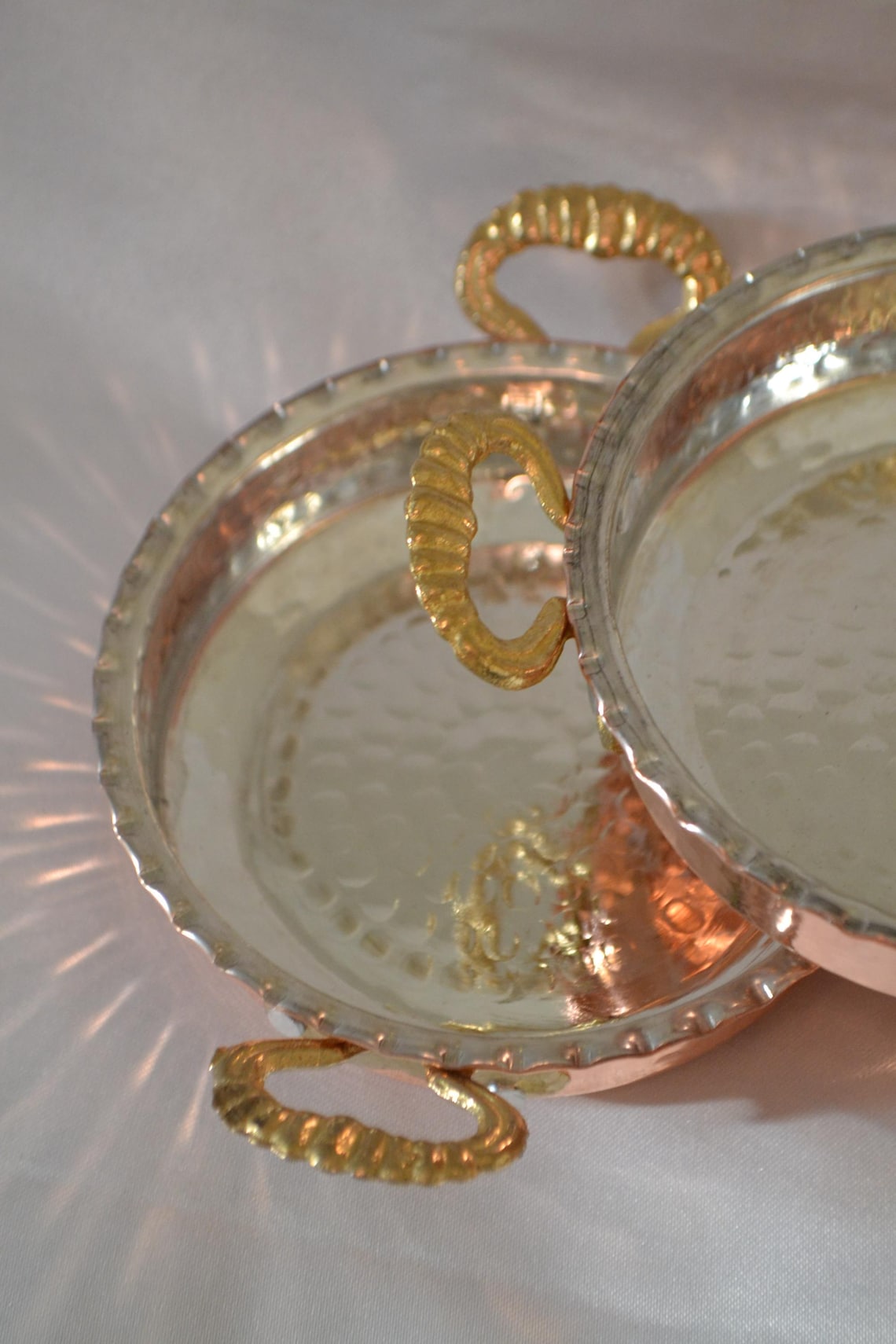 Copper Breakfast Serving Platters, Turkish Pure Copper Serving ...