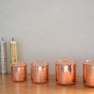 Hammered Copper Spice Jars Set of 4, Copper Kitchen Storage Canisters ...