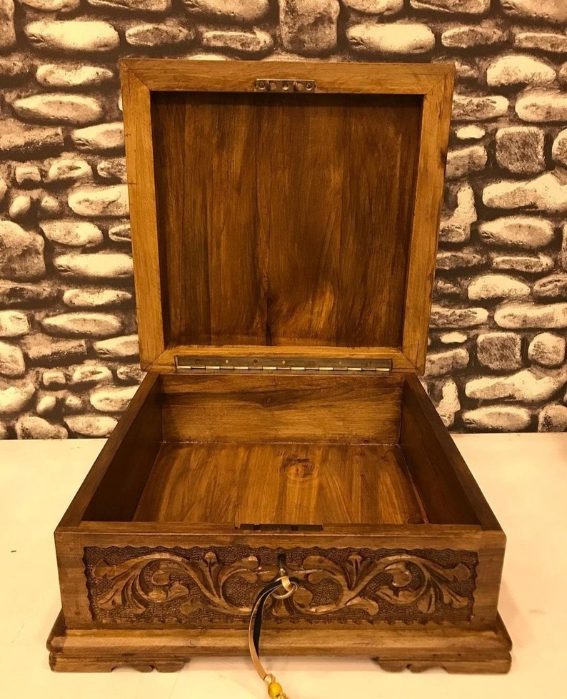 Wooden Chess Box Walnut Hand Carved Chess Set With Wooden - Etsy