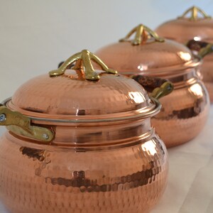 Turkish Copper Casserole Pots With Lid, Hammered Copper Cooking Pot ...