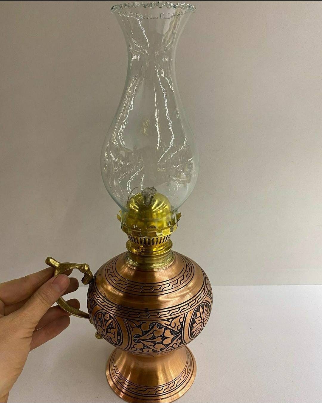 Copper Flower Embroidered Oil Lamp, Vintage Decorative Oil Lamp, Home ...