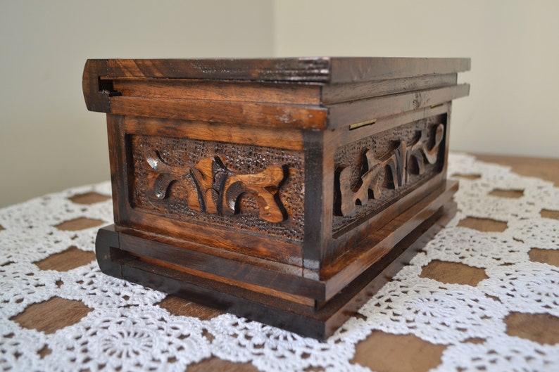 Hand Carved Wooden Secret Lock Box Secret Chest Puzzle Box - Etsy