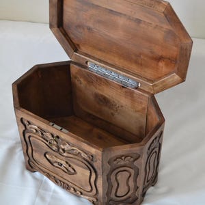 Walnut Wood Storage Box, Hand Carved Decorative Turkish Traditional ...