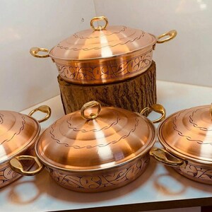 Turkish Copper Rice Pot, Extra Thick Copper Pot With Brass Handles - Etsy