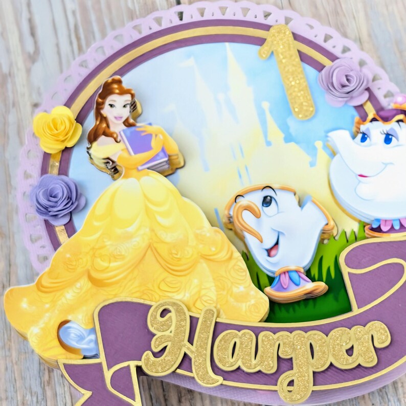 Beauty and the Beast Cake Topper: Personalized Princess Birthday Party ...