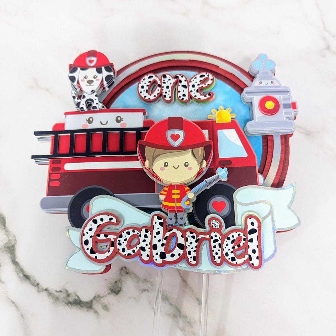 Firefighter Themed Cake Topper, Firefighter Truck Cake Topper, Fireman ...