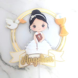 First Communion Cake Topper, Personalized Girl First Communion Cake ...
