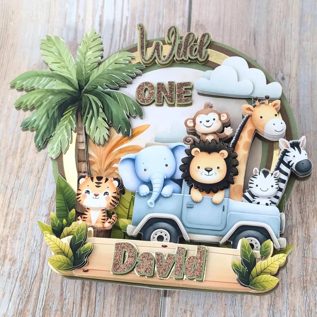 Personalized Wild One Safari Cake Topper: Jungle Animals Birthday - Etsy